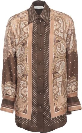 Zimmermann Femme, Blouses et Chemises, Multicolore, Taille: 36 FR Luna Chemise en Soie Coupe D&eacute;contract&eacute;e