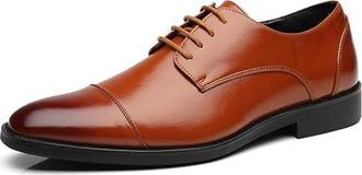 Generic Hommes Robe Chaussures Oxford en Cuir Élégant À Lacets Wingtip Brogues Affaires Casual Formelle Derby Chaussures,Marron,38 EU