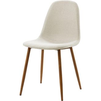 Teamson Home Lot de 2 chaises moderne avec rev&ecirc;tement en tissu blanc pieds en m&eacute;tal pour cuisine salon salle &agrave; manger chambre bureau VNF-00025W-UK