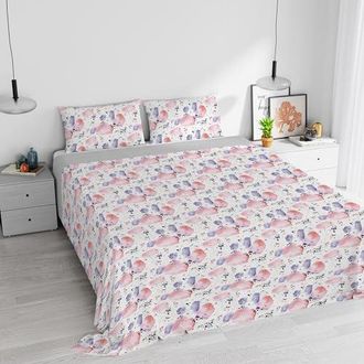 Italian Bed Linen Watercolor Bettwäsche-Satz, Baumwolle, 14, Doppelbett