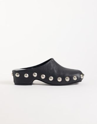 Asos Margo Clog-Mules aus Leder mit Nieten in Schwarz