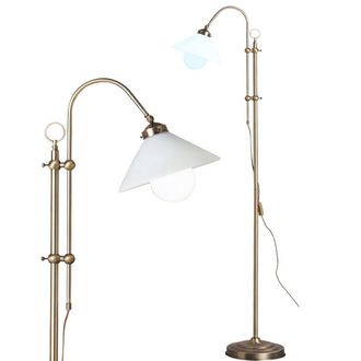 Globo Lighting Standleuchte mit Fernbedienung Stehlampe h&ouml;henverstellbar Bogenlampe dimmbar, Metall altmessing, Kabelschalter, 8,5W 806Lm warmwei&szlig;, H 145-170 cm