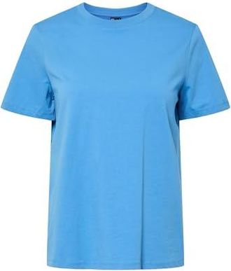 Pieces Pcria SS Solid Tee Noos BC T-Shirt pour Femme, Bleu Azur, XS