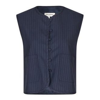Lollys Laundry Nadelstreifenweste Dunkelblau - - Jackets - Damen - Blau - L