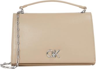Calvin Klein Damen Umhängetasche Medium Chain Bag mit Drehschloss, Grau (Crockery), Einheitsgröße