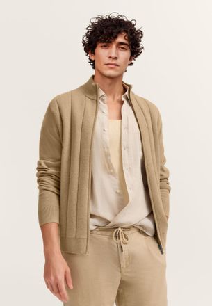 Bugatti Herren Strickjacke mit Streifen in 3D-Optik