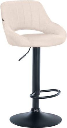 Clp Tabouret De Bar Milet en Tissu I Chaise Haute De Bistrot avec Repose-Pieds Et Pied en Métal I Pivotant Réglable, Couleur:crème, Couleur du Cadre:Noir