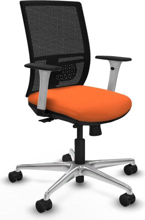 Piqueras y Crespo Jugendstuhl mit wei&szlig;en und schwarzen Armlehnen, h&ouml;henverstellbare Lendenwirbelst&uuml;tze, ausgestattet mit Syncro/Traslack und Schneideschaum, Schwarz/Ora