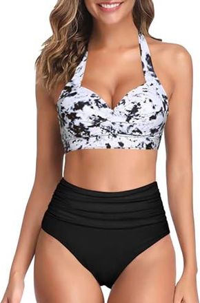 Generic Ensemble bikini sexy et &eacute;l&eacute;gant pour femme - Deux pi&egrave;ces - Col en V - Triangle - Push Up - Bikini de plage - Maillot de bain ventre plat - Haut de bik
