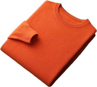 Generic Pull tricot&eacute; &agrave; col rond en cachemire m&eacute;lang&eacute; &agrave; manches longues pour homme, Orange, L
