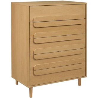 Sweeek Commode vintage d&eacute;cor bois de ch&ecirc;ne 5 tiroirs - L 80 x P 40 x H 113cm - Juliana