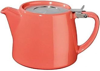 Forlife Tea PeopleFORLIFE FST-530-COR Stump Teekanne 530 ml, groß mit Gratis-Teeprobe von Tea People, Koralle, keramik, korallenrot