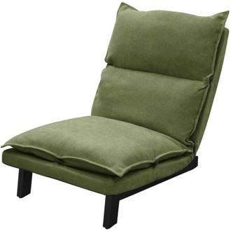 ML Design Bodenstuhl Gr&uuml;n, Bodensessel gepolstert, verstellbare R&uuml;ckenlehne, Leinenbezug, Stahlgestell, Loungesessel Sitzkissen Bodensofa Bodensitz Bodenkissen