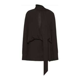Valentino Asymmetrisches Midikleid mit Bindeband am Hals - - Dresses - Damen - Schwarzk - XS