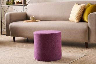 Atelier Del Sofa Stylish Lilac Pouffe, 40 cm Diameter x 40 cm Height | Wooden Frame, 50% Cotton/50% Polyester, 32 DNS Foam | Easy Clean Fabric, Perfect for Modern Deco