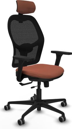 Piqueras y Crespo Ergonomischer verstellbarer Chorquera Stuhl mit 3D-Armen, h&ouml;henverstellbare Lendenwirbelst&uuml;tze und h&ouml;henverstellbares Kopfteil, Schwarz / Braun