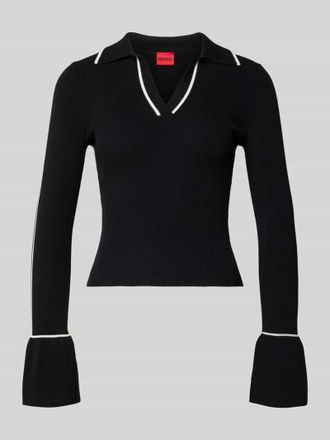 HUGO BOSS Slim Fit Strickshirt aus Viskose-Mix Modell SAMUR