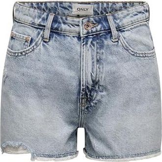 Only Onlfine Hw Reg DST Raw Short DNM Anabox, Bleu Jeans Clair, S Femme
