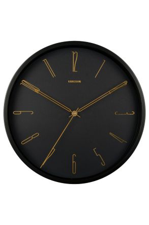 Karlsson Wanduhr Belle, Schwarz, Gold, Metall, 35x35x4 cm, Dekoration, Uhren, Wanduhren