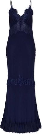 Self Portrait Femme, Robes, Bleu, Taille: 38 FR Robe sans Manches avec Inserts en Dentelle
