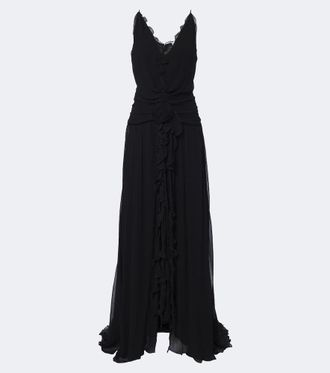 Blumarine Robe longue &agrave; volants et appliqu&eacute;s