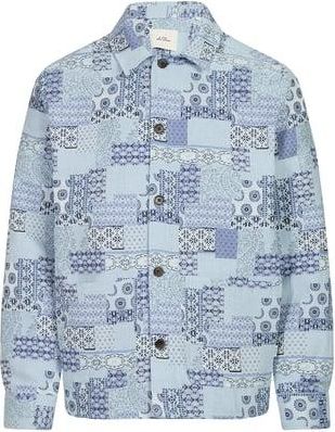 Les Deux Surchemise patchwork jacquard en coton m&eacute;lang&eacute;