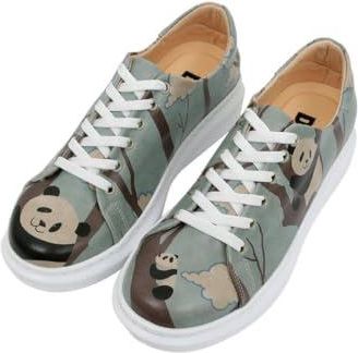 Dogo Femme Cuir Vegan Bleu Baskets - Panda Hug Motif