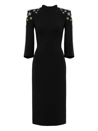 Jenny Packham robe mi-longue à col montant - Noir