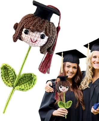 Generic Gestrickter Blumenstrau&szlig; Zum Abschluss -, H&auml;kelblume F&uuml;r Den, Abschlussstrau&szlig; Geh&auml;kelter Doktorhut, Junge & Handgemachte H&auml;kelpuppe | Multipurpose Out