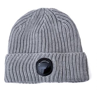 C.P. Company Extrafine Merino Wool Lens Beanie - - Accessories - Herren - Grau - ONE SIZE