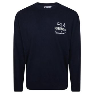 MC2 Saint Barth Pull l&eacute;ger &agrave; col rond Wolf Courch Car - Homme - Pulls - Bleu - Taille: L