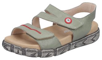 Rieker Sandale RIEKER, Damen, Gr. 41, schilfgr&uuml;n, Glattleder, unifarben, Basic, Schuhe Sandale, Sommerschuh, Klettsandale mit Ziernaht