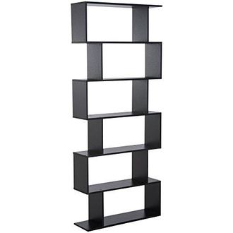 HOMCOM Biblioth&egrave;que &eacute;tag&egrave;re Zig zag Design Contemporain 80L x 23l x 192H cm 6 Niveaux Noir