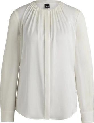HUGO BOSS Bluse mit Raffhals - - Blouses & Shirts - Damen - Wei&szlig; - M
