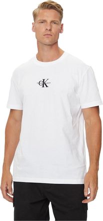 Calvin Klein Herren T-Shirt Kurzarm Monologo Tee aus Baumwolle, Wei&szlig; (Bright White), 3XL