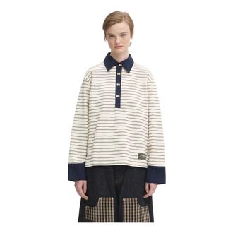 Ganni Gestreiftes Baumwoll-Polo - - Tops - Damen - Mehrfarbig - M
