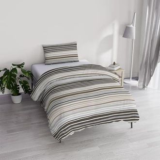 Italian Bed Linen Bettbezug River für Einzelbett aus Baumwolle und recycelten Fasern, Design: tigri, hergestellt in Italien, Twin