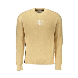 Calvin Klein Beiger Baumwollpullover mit Rundhalsausschnitt - - Knitwear - Herren - Beige - 2XL
