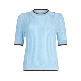 Liu Jo Femme, Pulls, Bleu, Taille: 40 FR Knit Mesh Wa6522-Ms044
