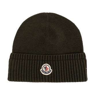 Moncler Wollm&uuml;tze mit Logo-Patch - - Accessories - Herren - Gr&uuml;n - ONE SIZE