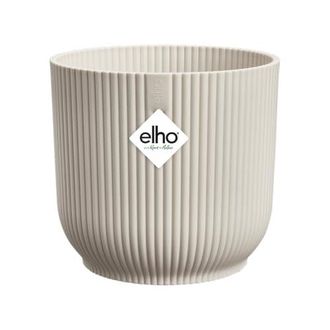ELHO Vibes Fold Rond Mini 11 - Pot De Fleurs pour Int&eacute;rieur - Plastique 100% recycl&eacute; - &Oslash; 11.1 x H 10.5 cm - Blanc/Blanc Lin