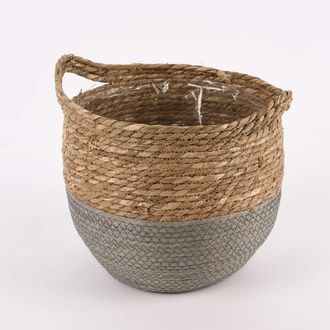 Schöner Leben Korb aus Seegras zweifarbig rund mit Henkeln Natur grau Verschiedene Größen, Motiv/Größe:Klein
