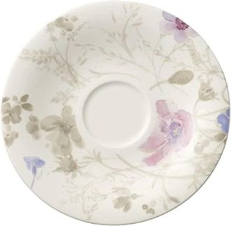 Villeroy & Boch Mariefleur Gris Basic, Kaffee-Untertasse, 16cm, Premium Porzellan, Bunt