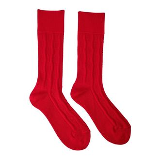 Dries Van Noten unisex, Sous-v&ecirc;tements, Rouge, Taille: XS Chaussettes &agrave; Motif Tricot Torsad&eacute;