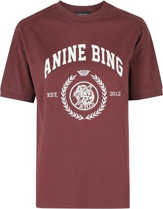 Anine Bing Jaylin Collegiate Tee - Femme - Tops - Rouge - Taille: 36 FR