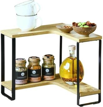 KESPER | Küchen-Eckregal mit 2 Ebenen, Material: Faserplatte, Metall, Maße: B 30 x H 28 x T 30 cm, Farbe: Natur, Schwarz | 27832