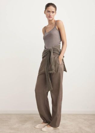 Mango Tr&auml;gertop aus Baumwolle mittelbraun - Damen - L - MANGO