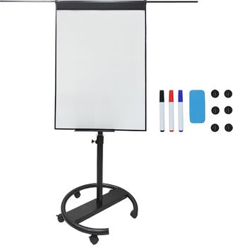 Relaxdays Flipchart Whiteboard, magnetisch, h&ouml;henverstellbar, Rollen, Stifte-Ablage, Alu-Rahmen, HxB: 100x70 cm, schwarz