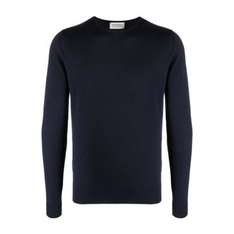 John Smedley Homme, Pulls, Bleu, Taille: XL Midnight Blue Merino Wool Crew-Neck Sweater