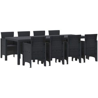 vidaXL Garten Essgruppe 9 pcs Anthrazit Polt Rattan Vidaxl